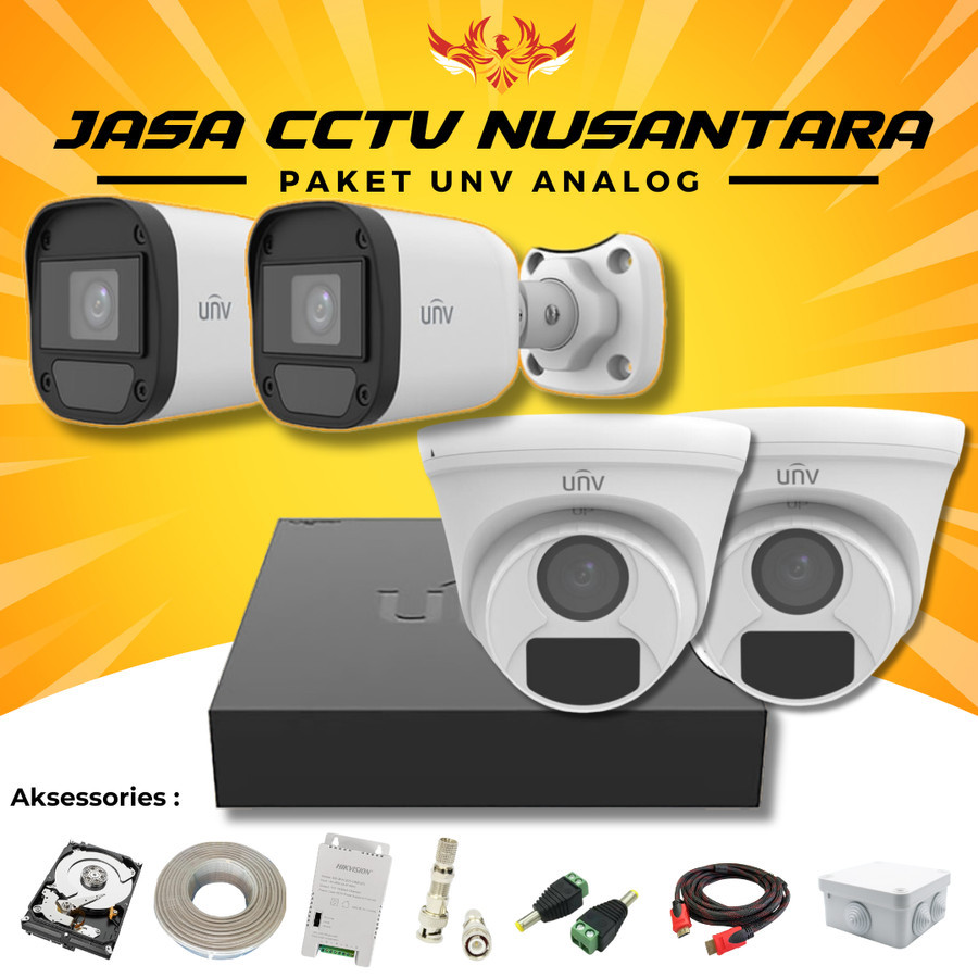 Jual PAKET 4 CAMERA CCTV ANALOG UNI VIEW 2MP SIAP PASANG LENGKAP ...