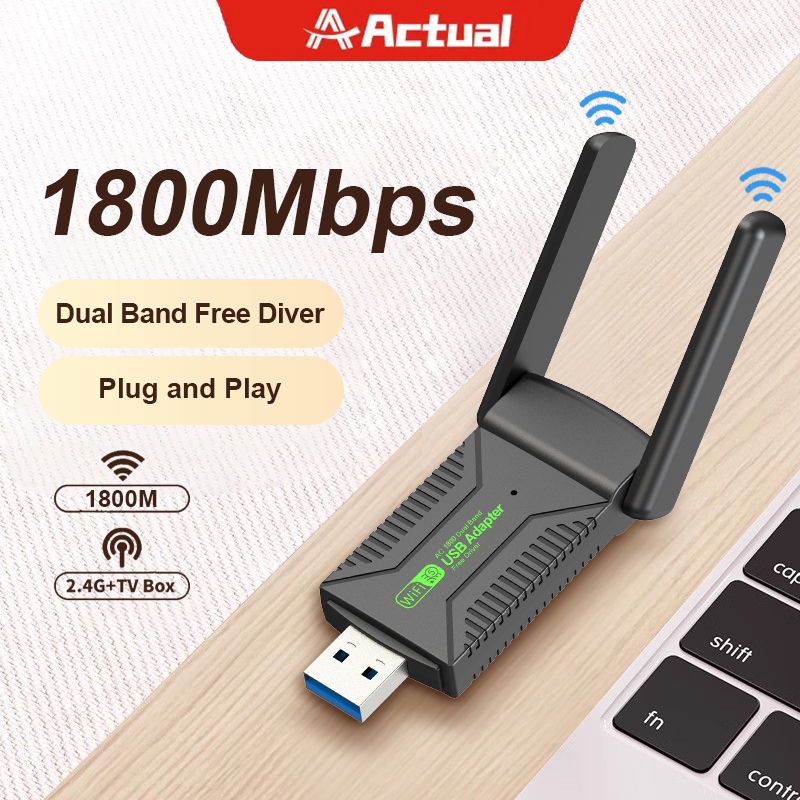 Jual Actual【COD】1800Mbps WiFi 6 Adaptor USB 2.4GHz USB3.0 Adaptor Wi-fi Kartu Jaringan Nirkabel ...