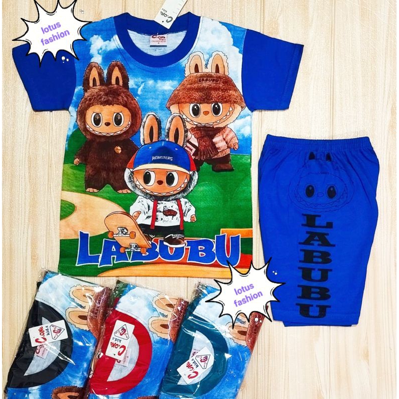 Jual SETELAN COWOK LABUBU PENDEK PREMIUM/SETELAN LABUBU PENDEK PREMIUM ...