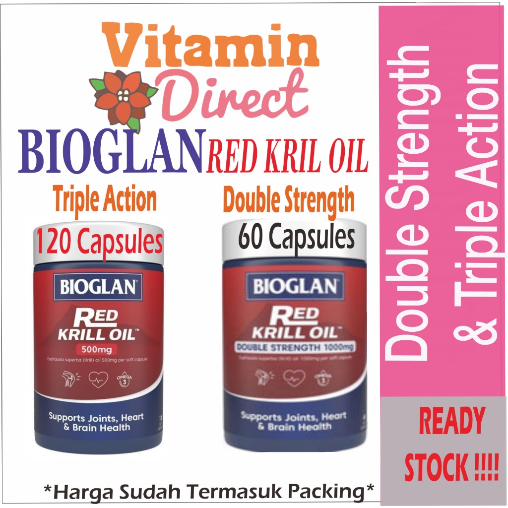 Jual Bioglan Red Krill Oil Double Strength 1000 mg 60 Kapsul or Triple ...