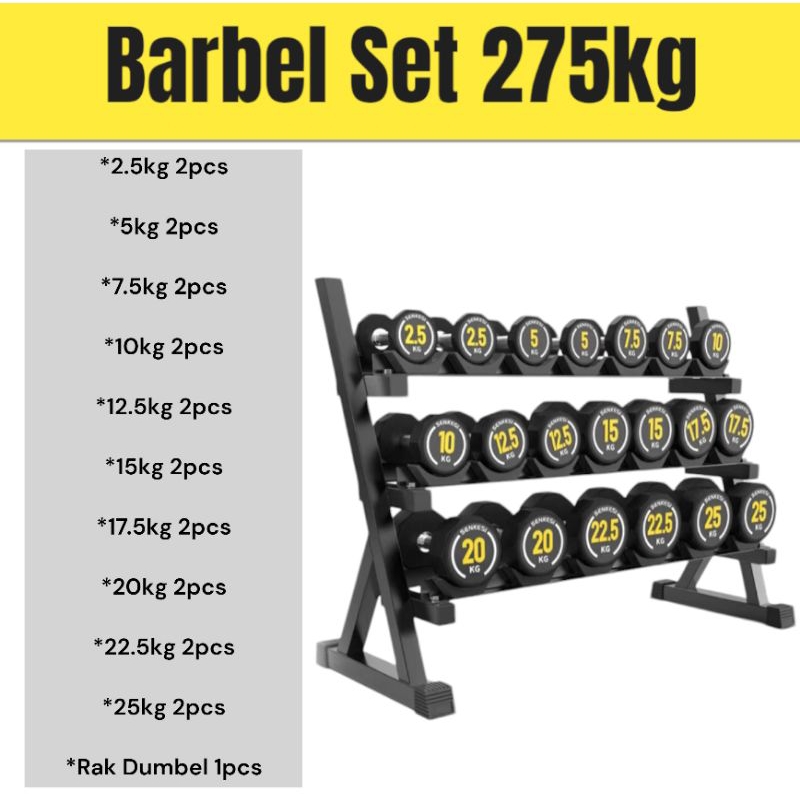 Jual Barbel Dumbel Set 30kg 45kg 60kg 90kg 105kg 180kg 275kg / Dumbbell ...