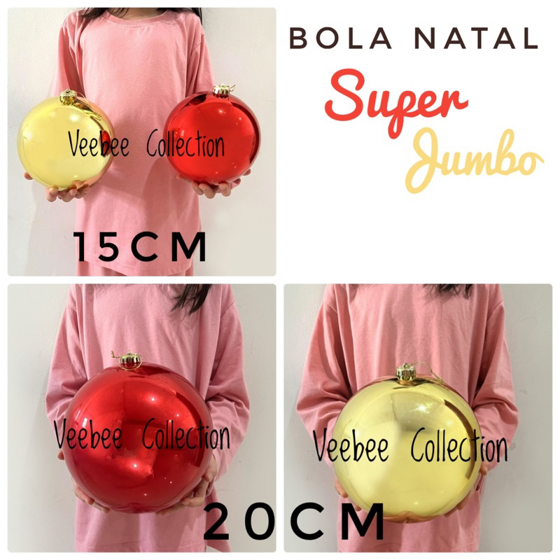 Jual Bola Natal Kilap Polos 15cm 20cm size Besar/ bola natal jumbo/ Dekorasi natal/ christmas ...