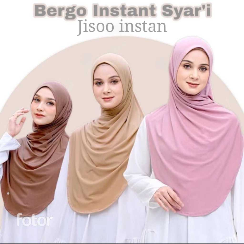 Jual bergo shireen instant Hijab Instant Shireen Bergo Soft Pad Oval Jersey Size L /JISOO Instan ...