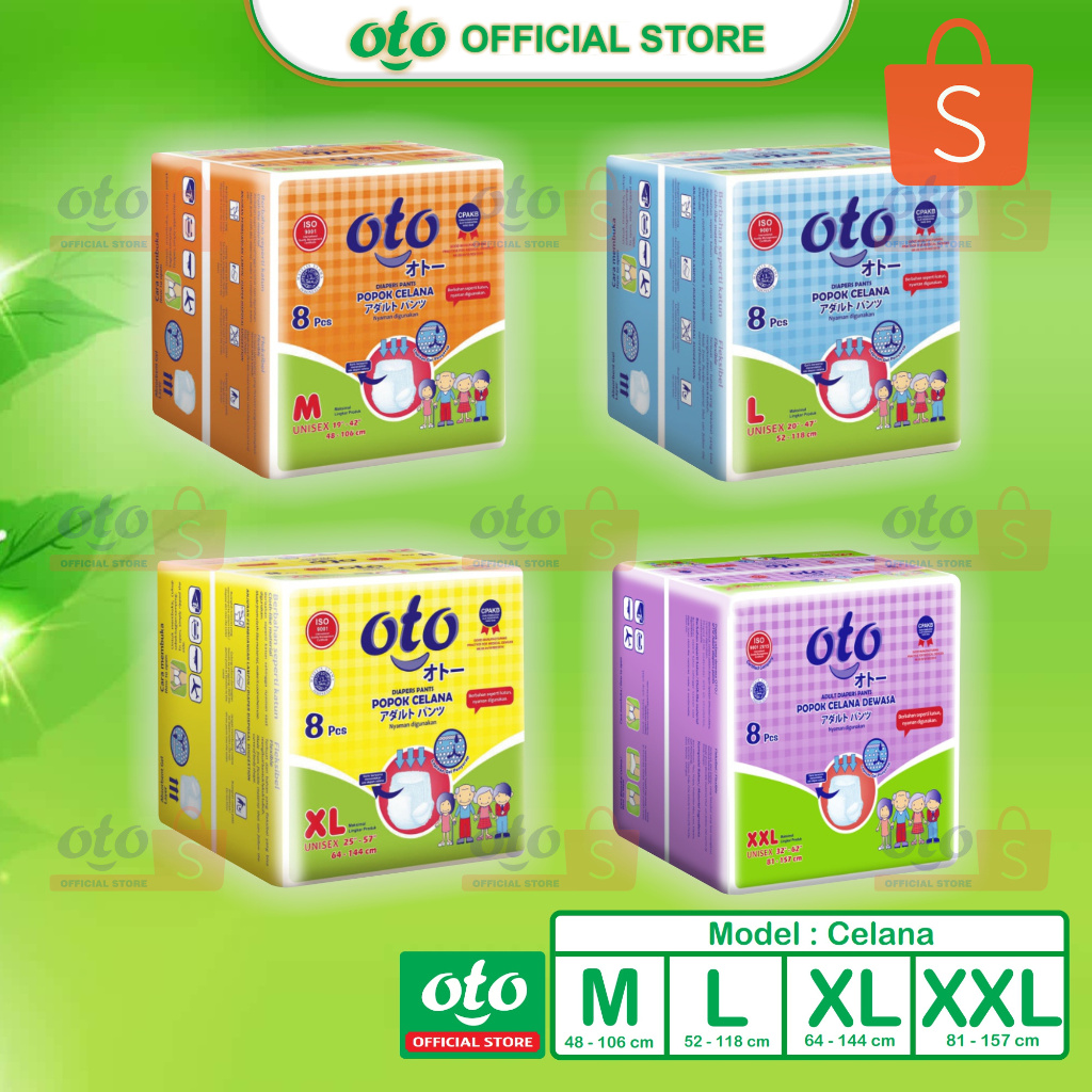 Jual OTO Pants Diapers Popok Dewasa Adult model Celana uk M L XL XXL 8 pcs | Shopee Indonesia