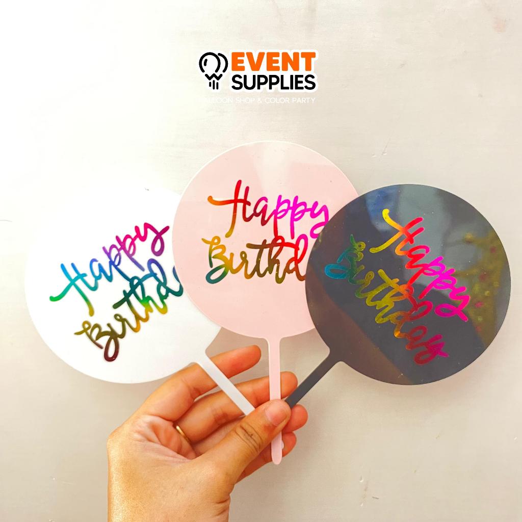 Jual Topper Cake Happy Birthday Bulat Akrilik Bronzing / Topper Ulang ...