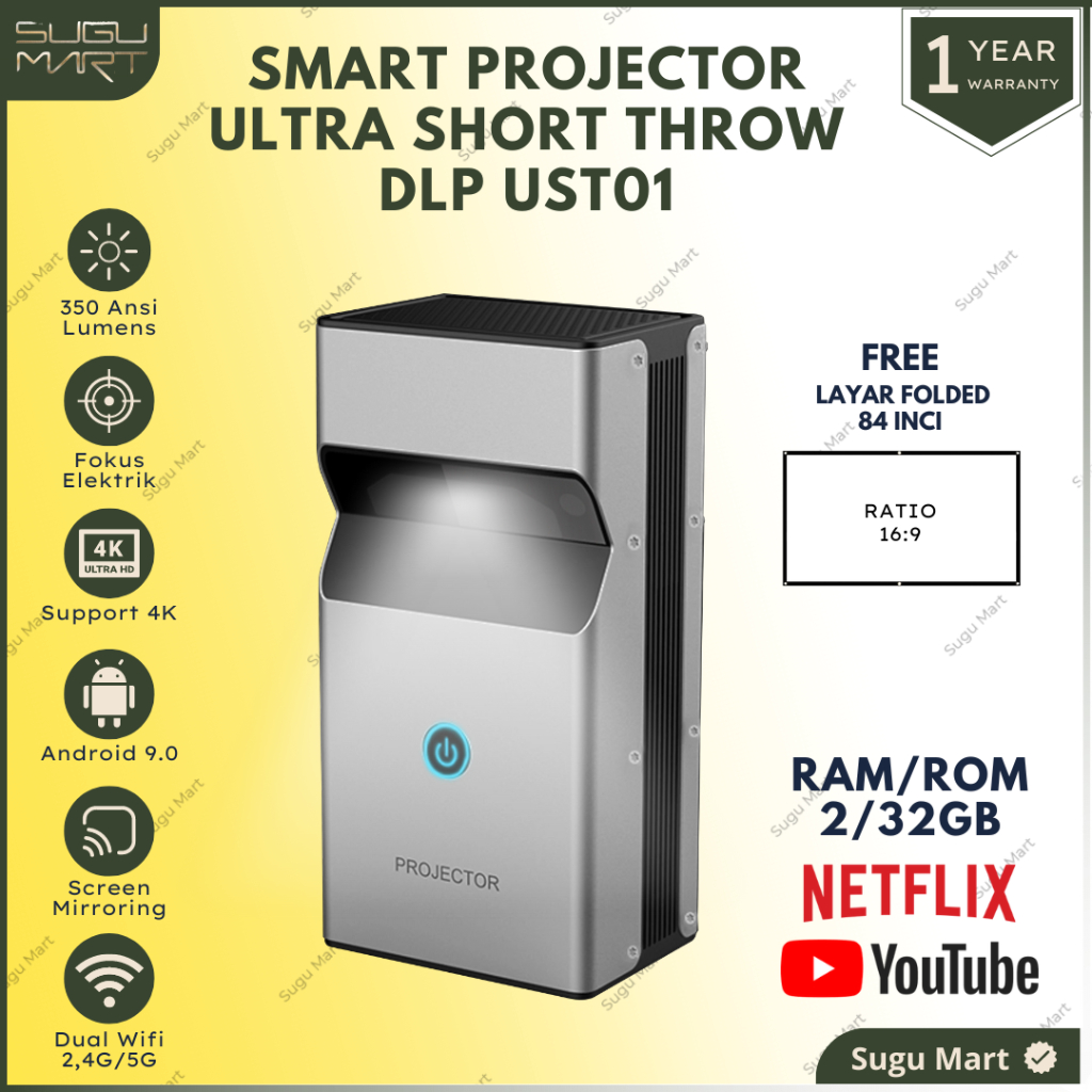 Jual Proyektor Android | Proyektor Dlp UST01 350 Ansi Lumens 2 / 32 GB ...