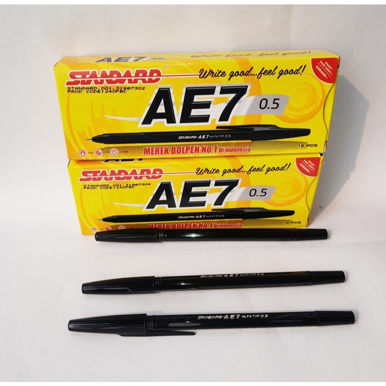Jual PULPEN AE7 STANDARD HITAM ANAK SEKOLAH WARNA HITAM | PULPEN HITAM ...
