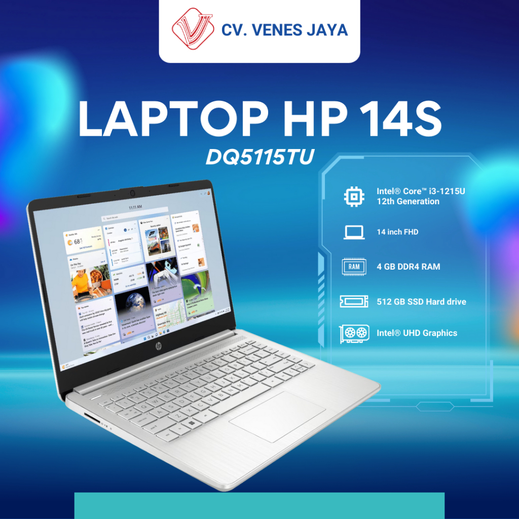 Jual LAPTOP HP 14S-DQ5115TU, INTEL COREI3, 1215U, GRAPHIC INTEL, RAM 4 ...