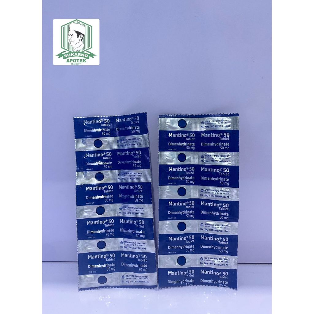 Jual MANTINO 50 MG STRIP 10 TABLET MENCEGAH MABUK// MUNTAH DALAM ...