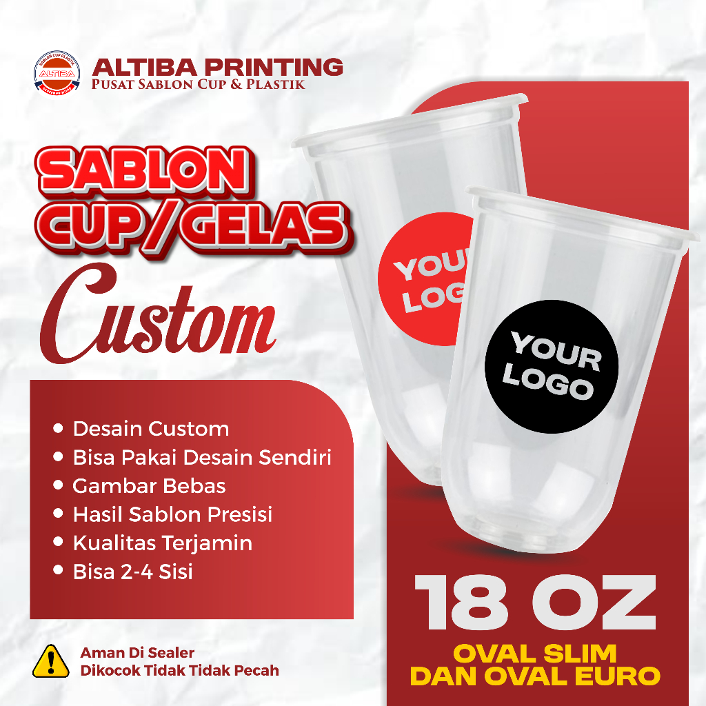 Jual Sablon Cup 18 OZ Oval Euro dan Oval Slim HOk Tebal 8 gram | Shopee Indonesia