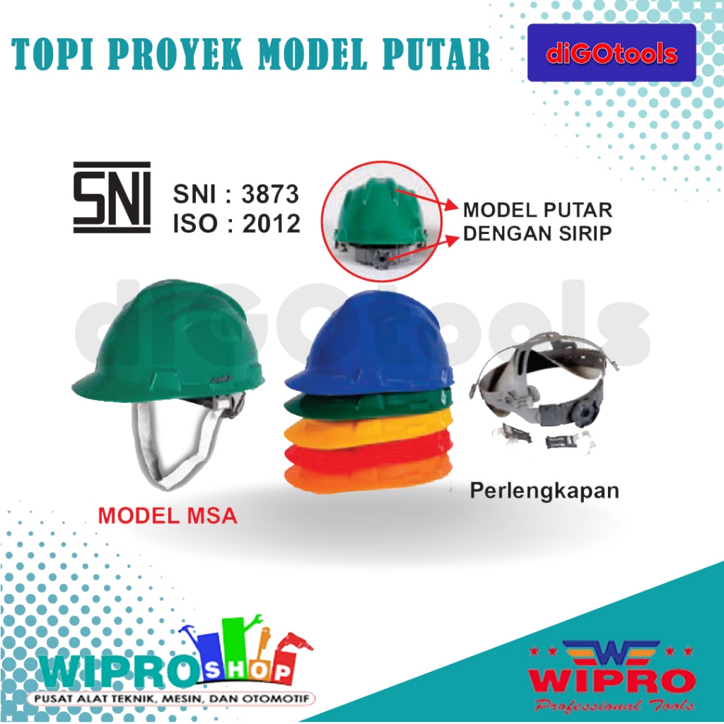 Jual Wipro Topi Proyek Model Putar Warna Putih Biru Hijau Orange ...