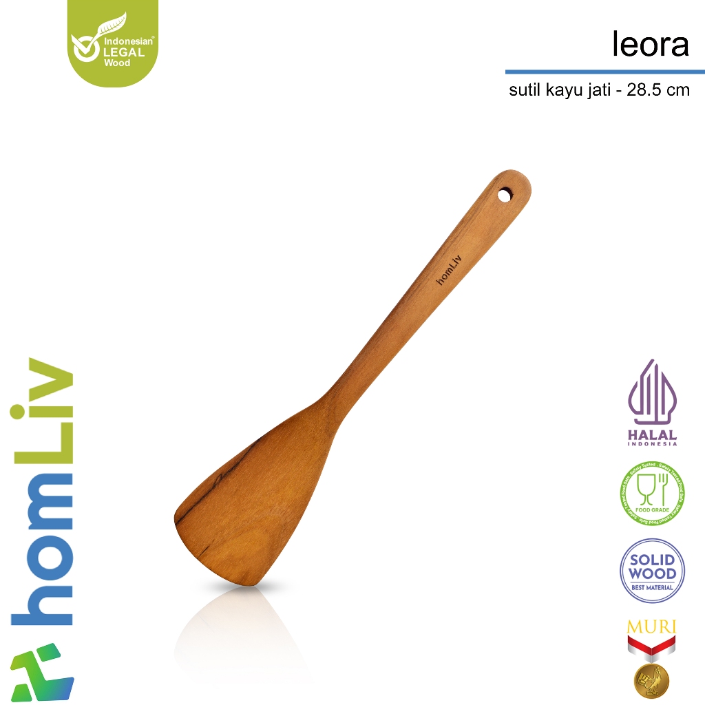 Jual homLiv Sutil Kayu Jati Premium 28.5 Cm Leora Teak Wood Alat Masak ...