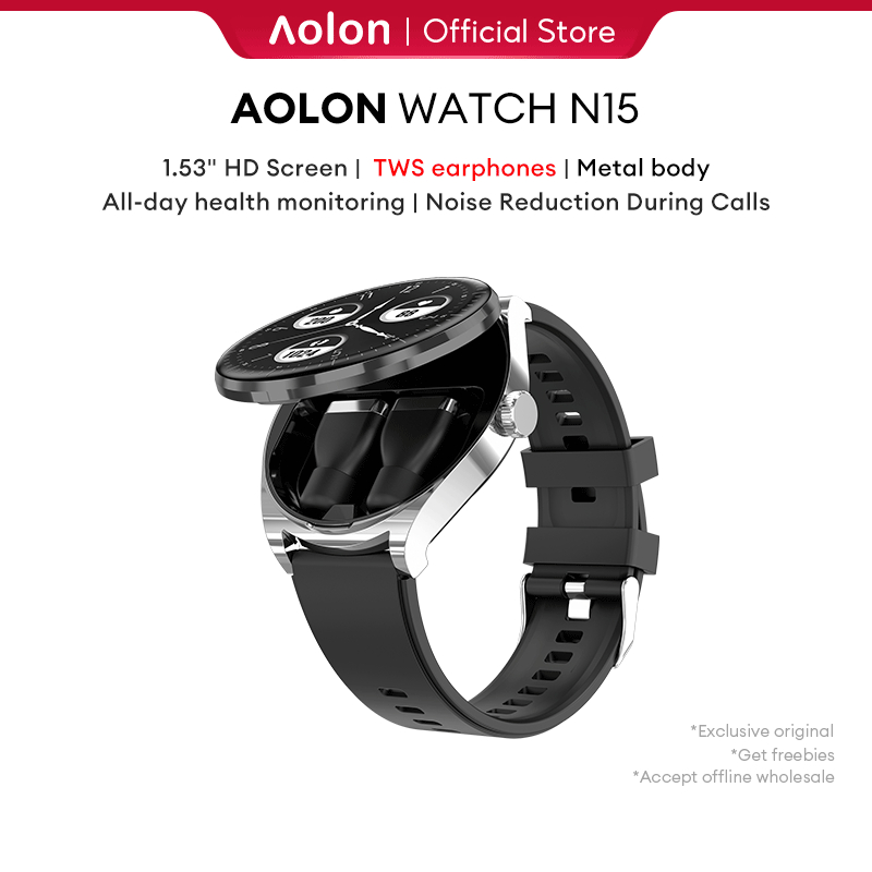 Jual Aolon N15 Smartwatch Built-in TWS earphones Metal Body All-day ...