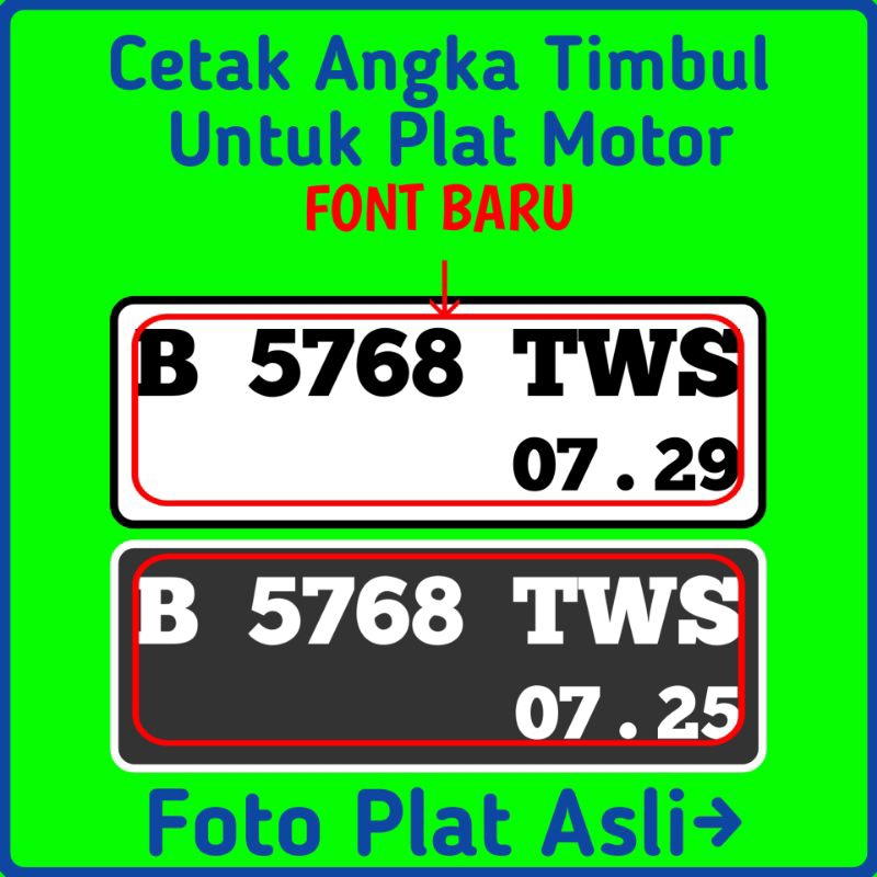 Jual Cetak Angka Timbul Plat Motor Font Baru | Shopee Indonesia