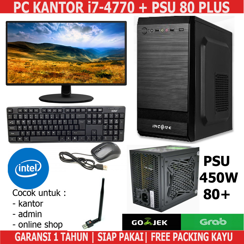 Jual PC/KOMPUTER RAKITAN KANTOR/PAJAK i7 4770 RAM 16GB PSU 80+ 80 PLUS CPU FULLSET | Shopee ...