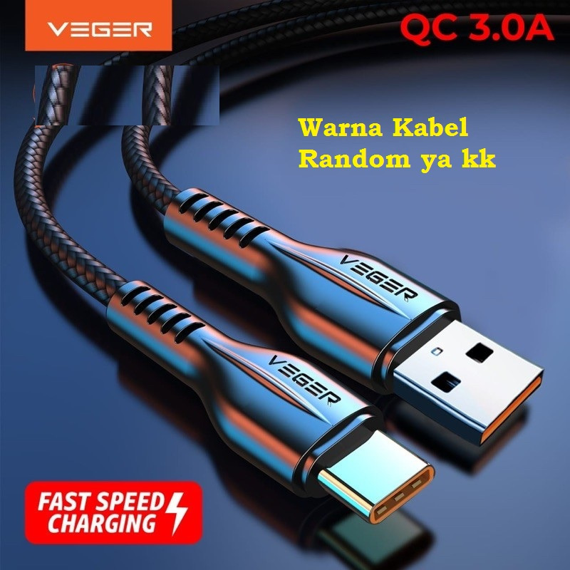Jual kabel data hp android VEGER TYPE C 100cm QC 3.0 speed fast ...