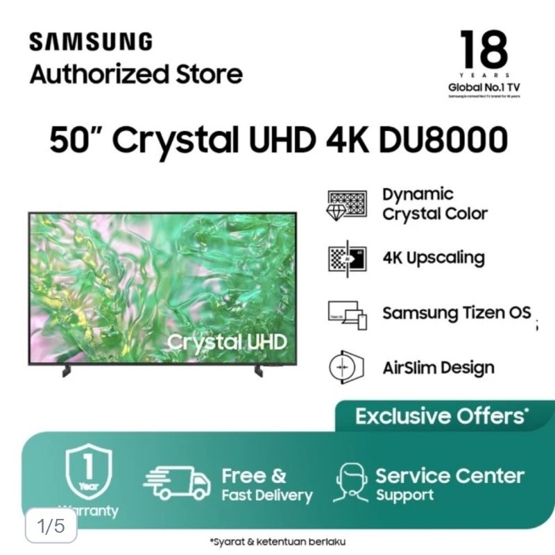 Jual SAMSUNG SMART TV 50 INCH CRYSTAL UHD 4K 50DU8000 | Shopee Indonesia