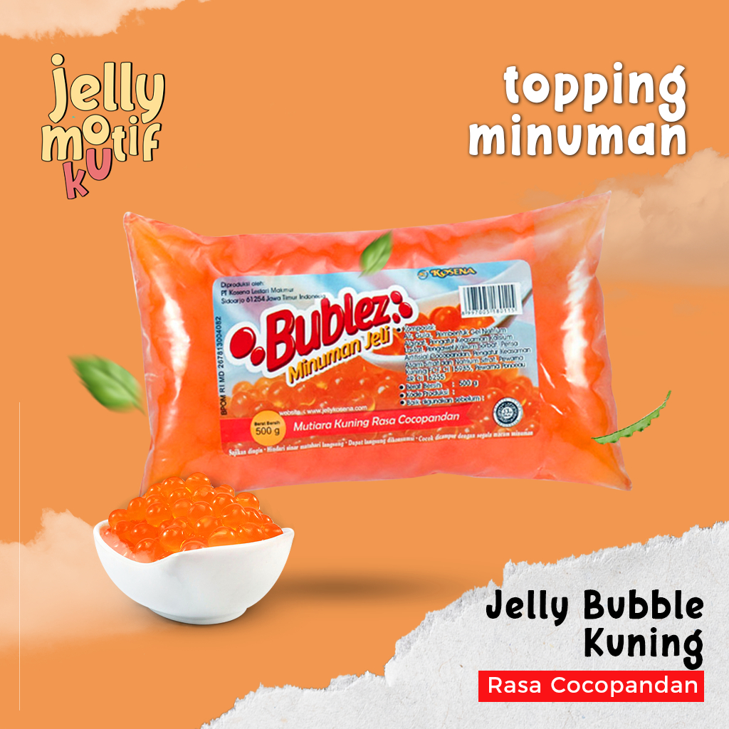 Jual Topping Minuman Bublez Jelly Mutiara Kuning Rasa Cocopandan 500gr ...