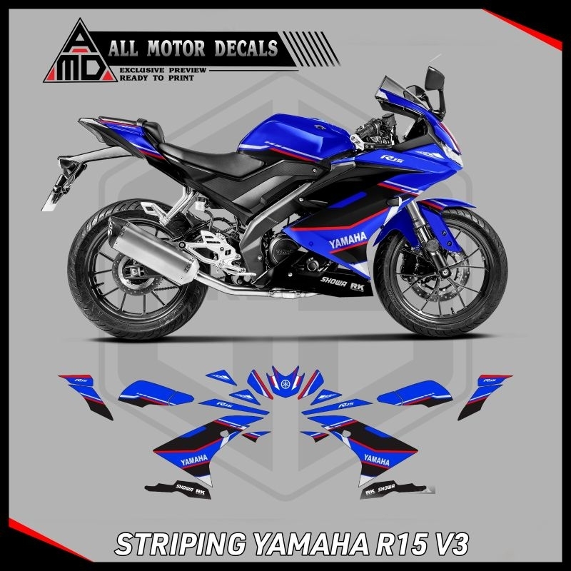 Jual Sticker Yamaha R15 V3 Grafis / Striping Motor R15 Versi Ke 3 ...