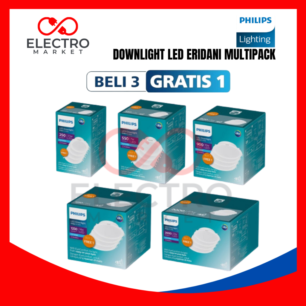 Jual Lampu PHILIPS Eridani Multipack G3 Downlight LED 3.5W 7W 10W 14W ...