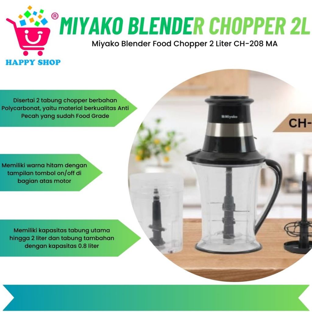 Jual Miyako Blender Food Chopper 2 Liter CH-208 MA | Shopee Indonesia