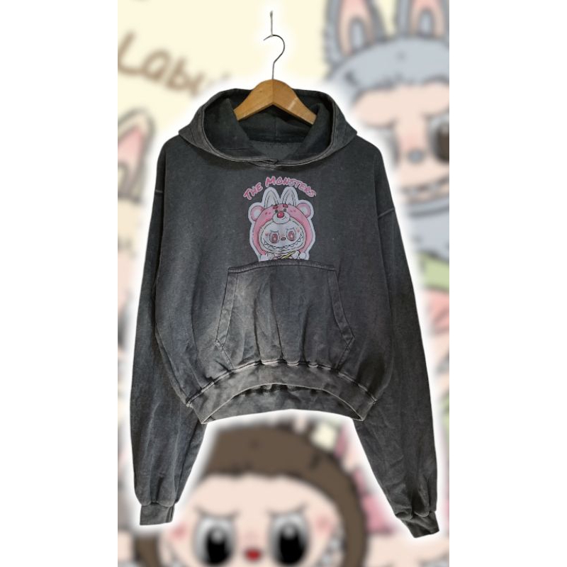 Jual Sweater Hoodie Crop Top Labubu SandWash / Labubu Viral | Shopee ...