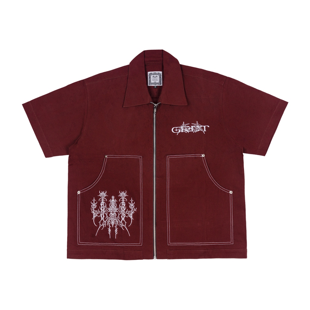 Jual GRDT - Symbolism Workshirt Boxy Fit Burgundy | Shopee Indonesia