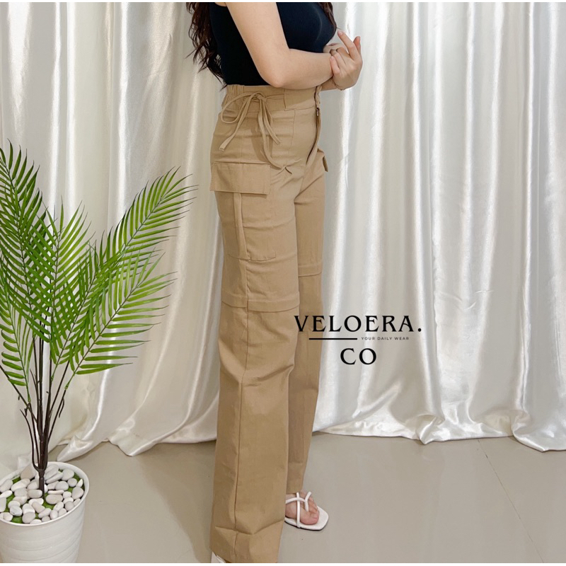 Jual [ VELOERA.CO ] Fallery - Celana Culotte Cargo Strech Premium Soft Jeans / Kulot Kargo ...