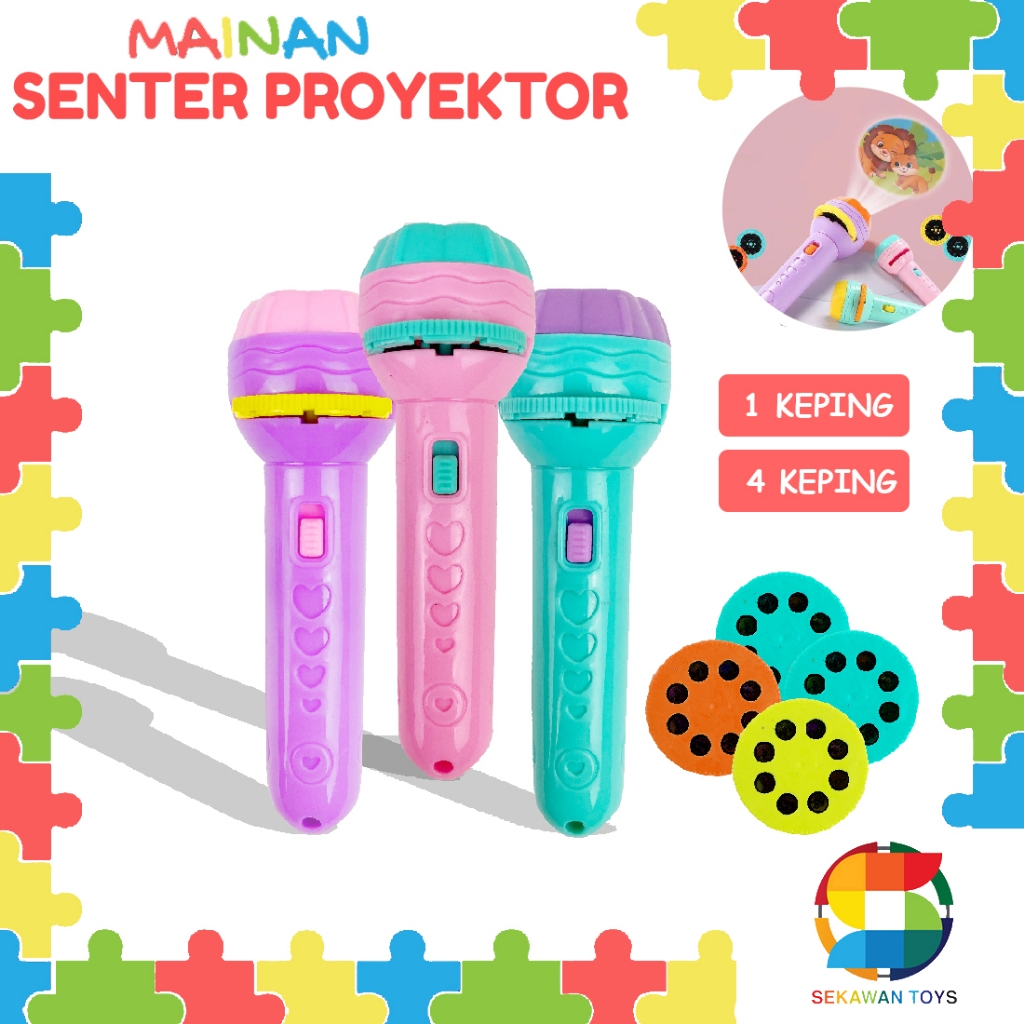 Jual Mainan Anak Senter Proyektor/ Mainan Senter Gambar Flashlight ...