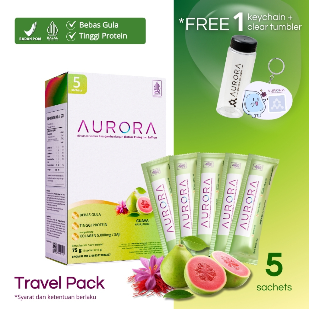 Jual Aurora Saffron Collagen Creatine Guava | Travel Pack 5 Sachets ...
