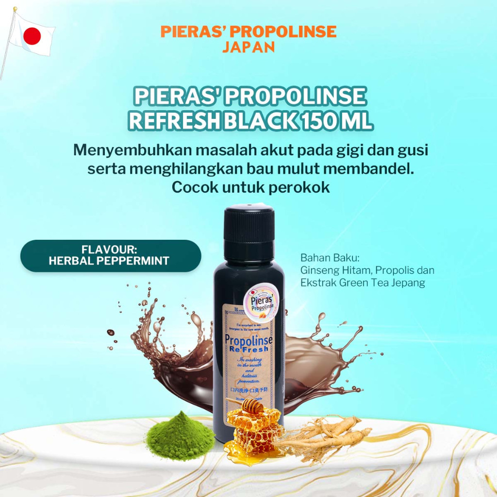 Jual Pieras Propolinse Refresh Black Mouthwash 150mL for Smokers Obat ...