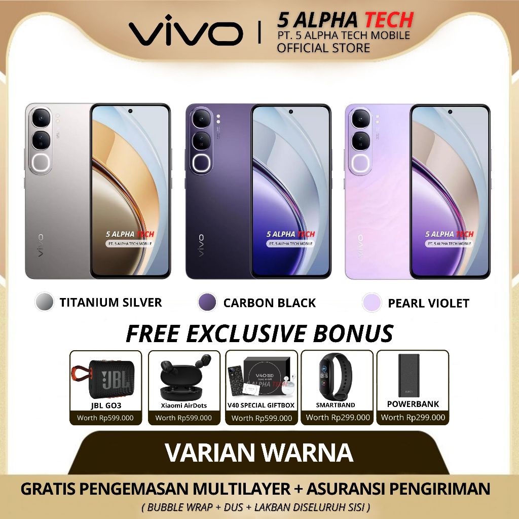 Jual Vivo V40 Lite 5G 8/256GB NFC ( +8GB Extended Ram ) Garansi Resmi Vivo | Shopee Indonesia