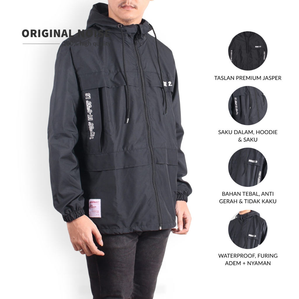 Jual NOISE - Jaket Urban Black Parasut Taslan Premium Outdor ...