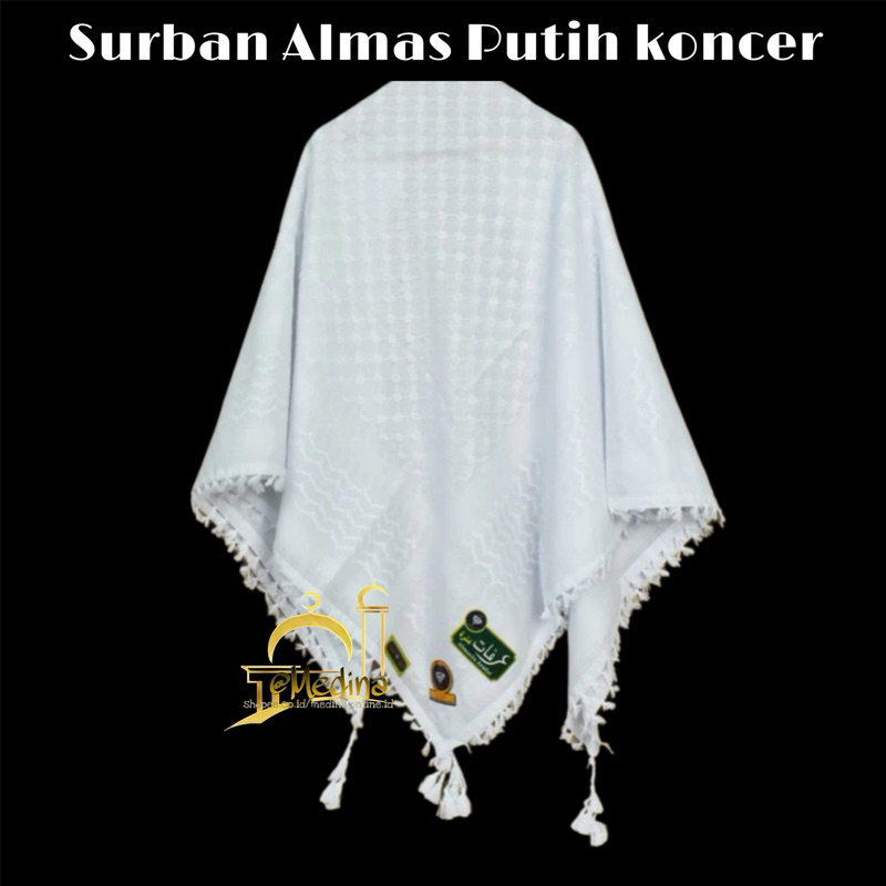 Jual Surban Almas Arafat Qutla 0421 Putih Koncer Putih | Shopee Indonesia