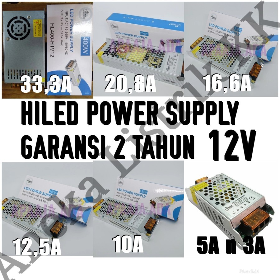 Jual HILED TRAFO SWITCHING POWER SUPPLY 12V DC 3A 5A 10A 12,5A 16,6A 20,8A 33,3A Trafo Adaptor ...