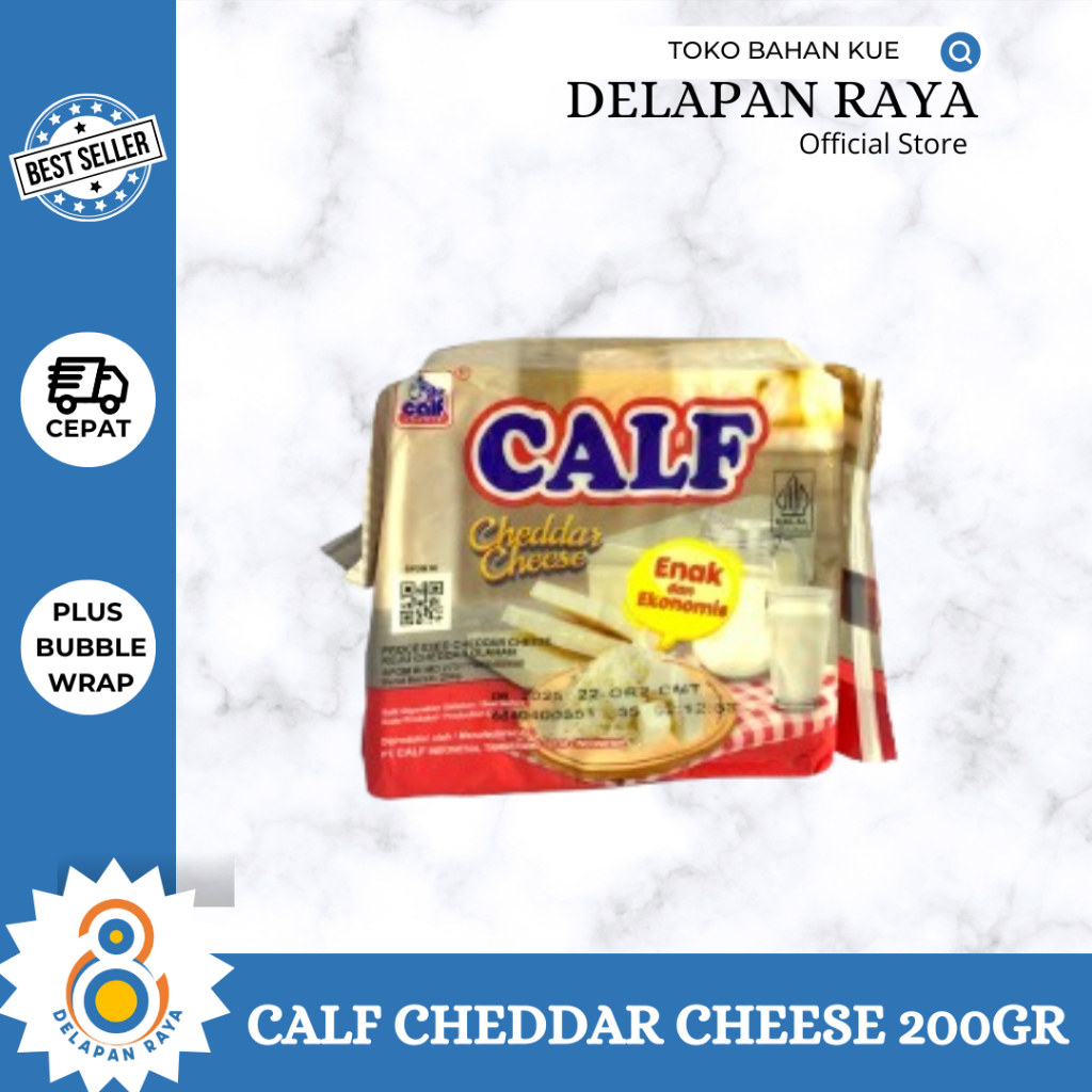 Jual CALF CHEDDAR CHEESE 200GR KEJU CHEDDAR -8Raya | Shopee Indonesia