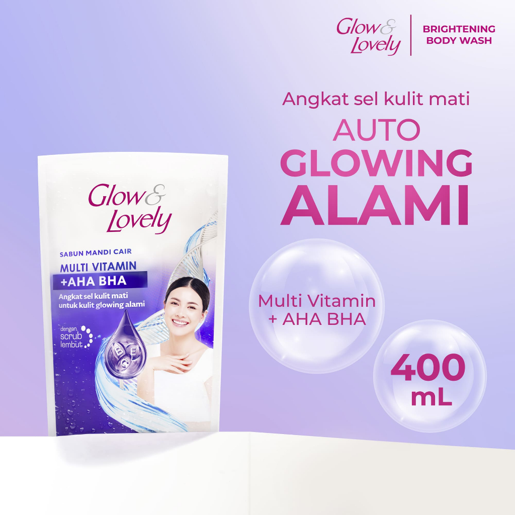 Jual Glow & Lovely Bodywash Multivitamin +AHA BHA Pouch 400ml | Shopee Indonesia