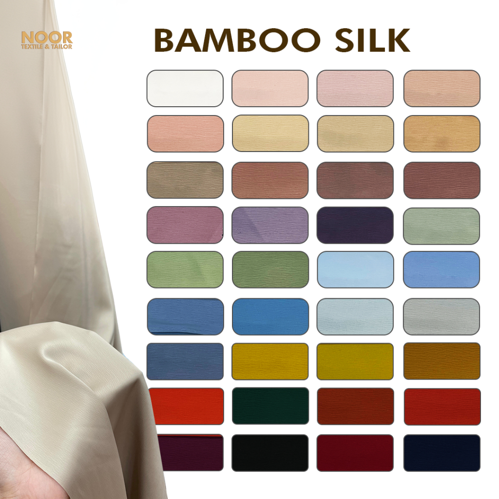 Jual Silk POLOS | Bamboo Silk | All Color | 38 Warna | Kain Glossy ...