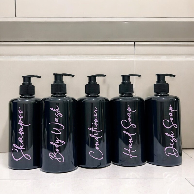 Jual botol HITAM N28 glossy 500ml stiker LILAC ungu . aesthetic bottle ...