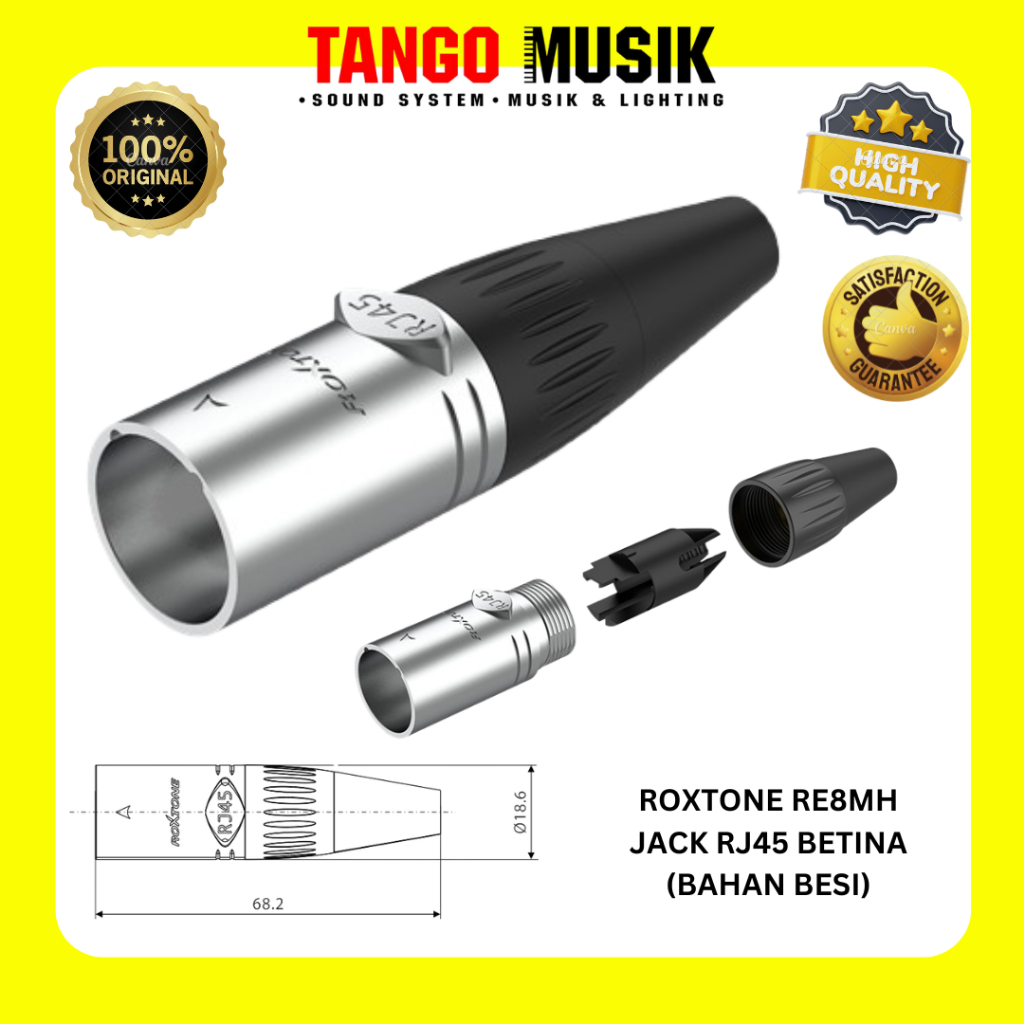 Jual JACK ETHERNET RJ 45 FEMALE ROXTONE RE8MH ORIGINAL / Jack Ethercon ...