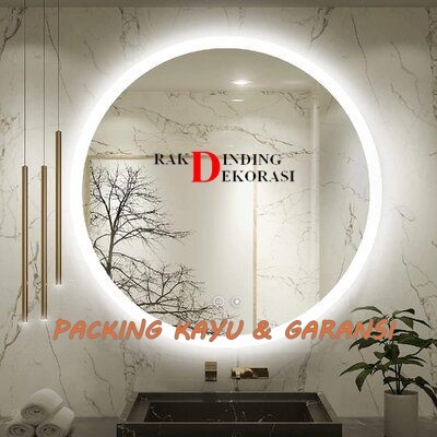 Jual Cermin Led Aesthetic Scandinavian Vintage Bulat Led Kaca Bevel ...
