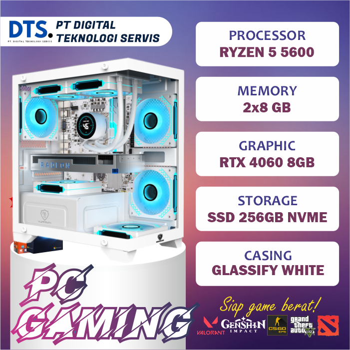 Jual Pc Gaming | Ryzen 5 5600 | RTX 4060 8GB | SSD 256GB NVME | 16GB RAM | Shopee Indonesia