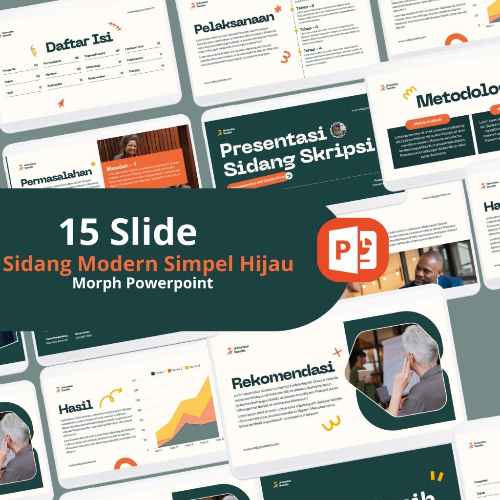 Jual Template PowerPoint Skripsi Modern Simple Hijau dengan PPT Morph Premium untuk Presentasi ...