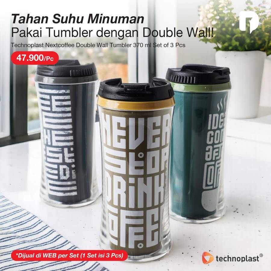 Jual BOTOL MINUM Technoplast Nextcoffee Double Wall Tumbler 370 Ml ...