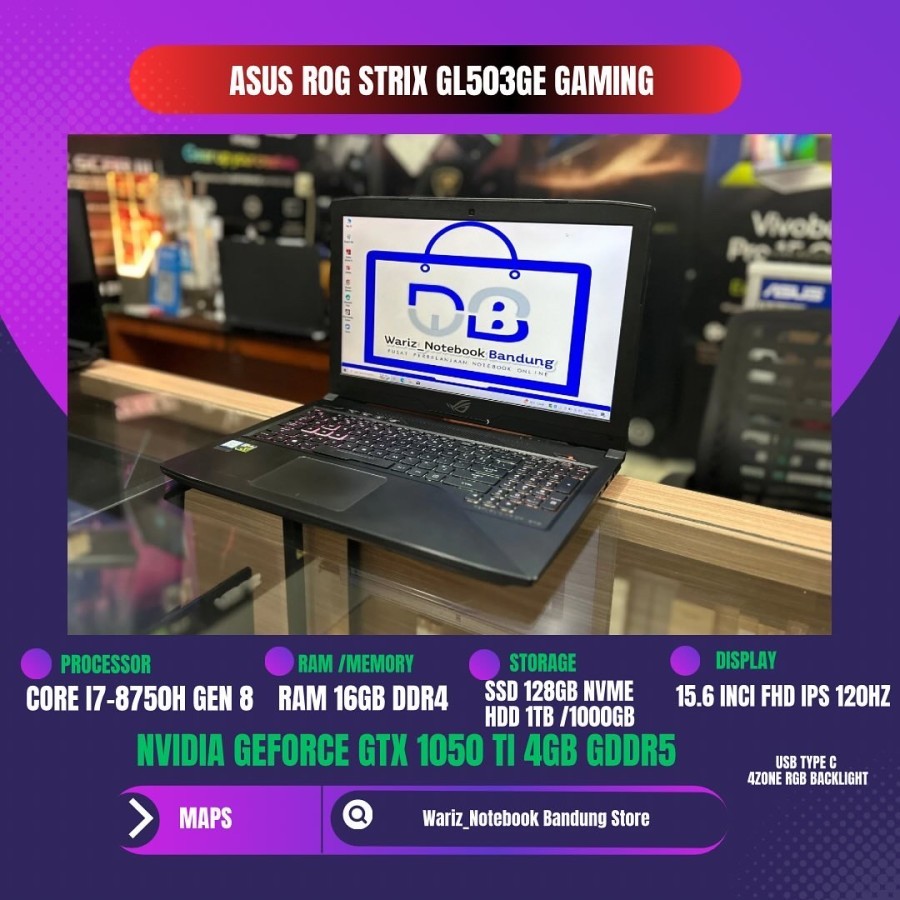 Jual ASUS ROG STRIX GL503GE CORE I7-8750H NVIDIA GTX 1050 Ti RAM 16GB ...