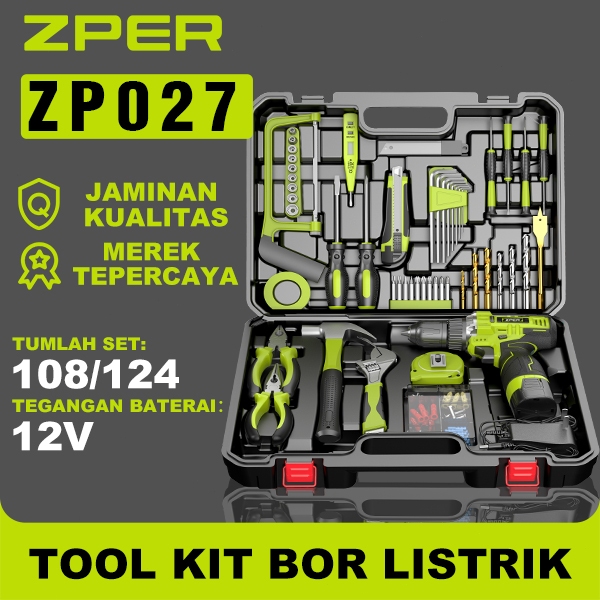 Jual ZPER Satu Set Alat Perkakas Bor Listrik Cordless Tang Obeng Palu ...
