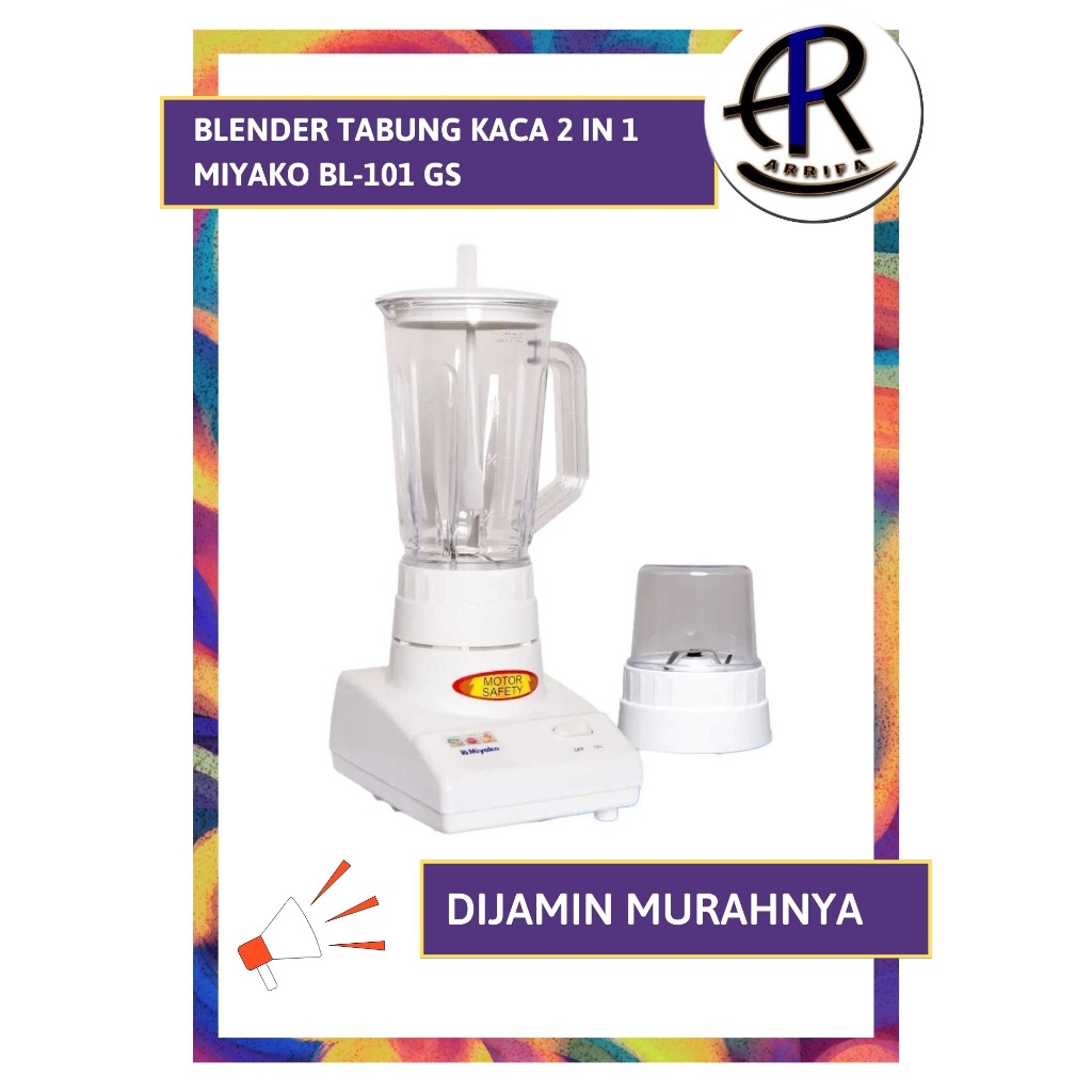 Jual Miyako – Blender BL-101 GS 2in1 – Gelas Kaca 1L + Dry Mill – Low Watt 250W | Shopee Indonesia