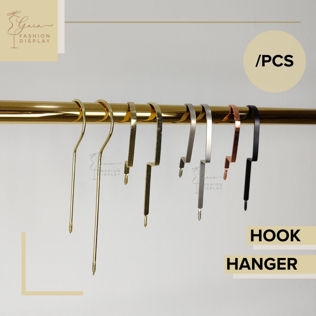 Jual Jual HOOK Cantelan Hanger Kayu Silver / Emas Bulat atau Gepeng ...
