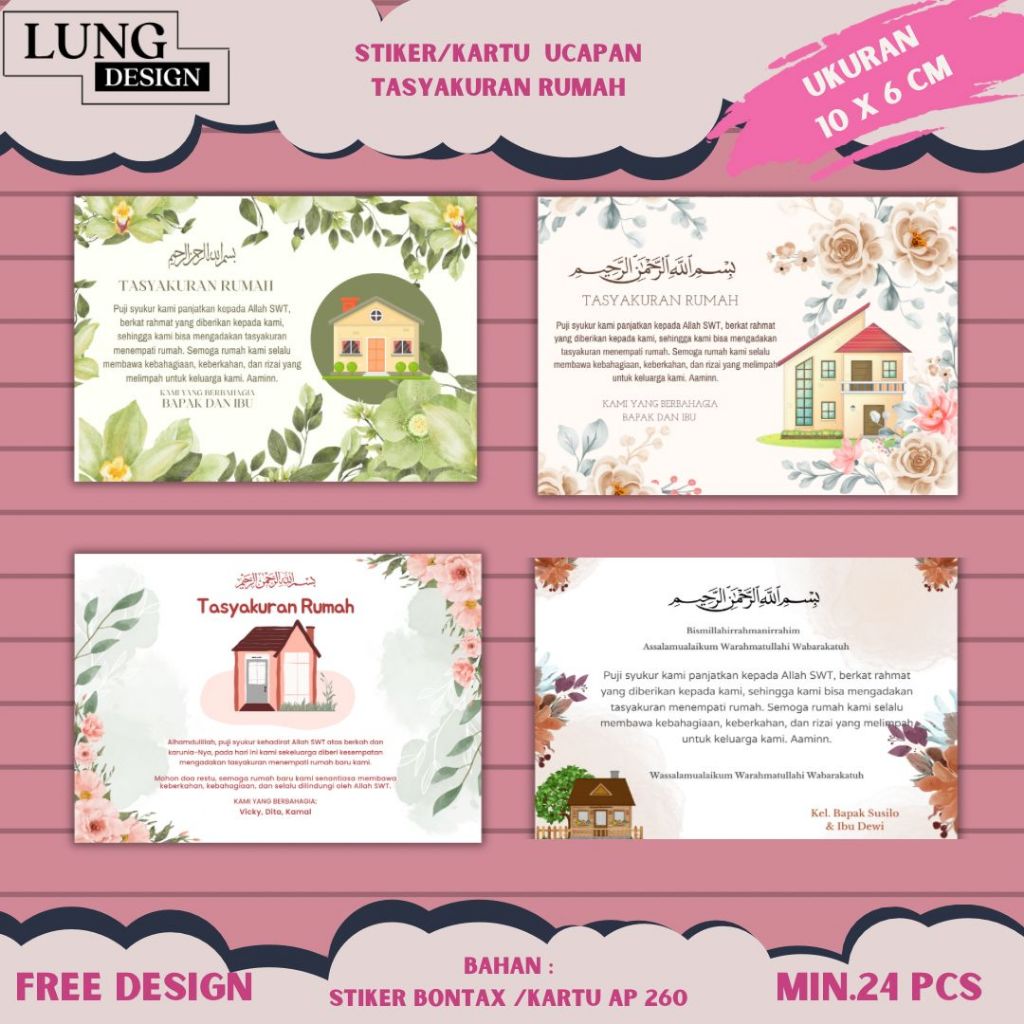 Jual FREE DESIGN Kartu/Stiker Tasyakuran Rumah, Custom Stiker atau ...