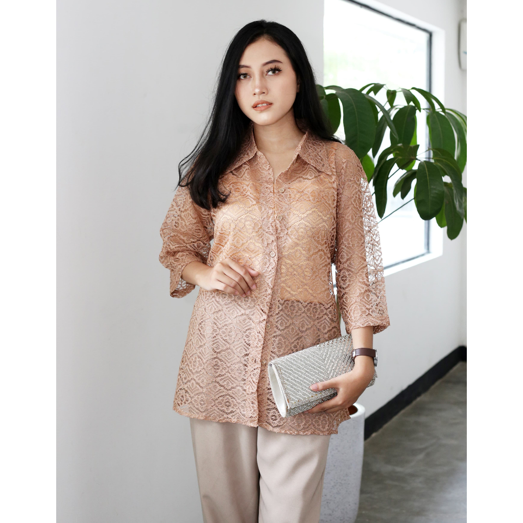 Jual outer brokat | outer brokat kondangan kekinian KEBAYA MODEL KEMEJA ...